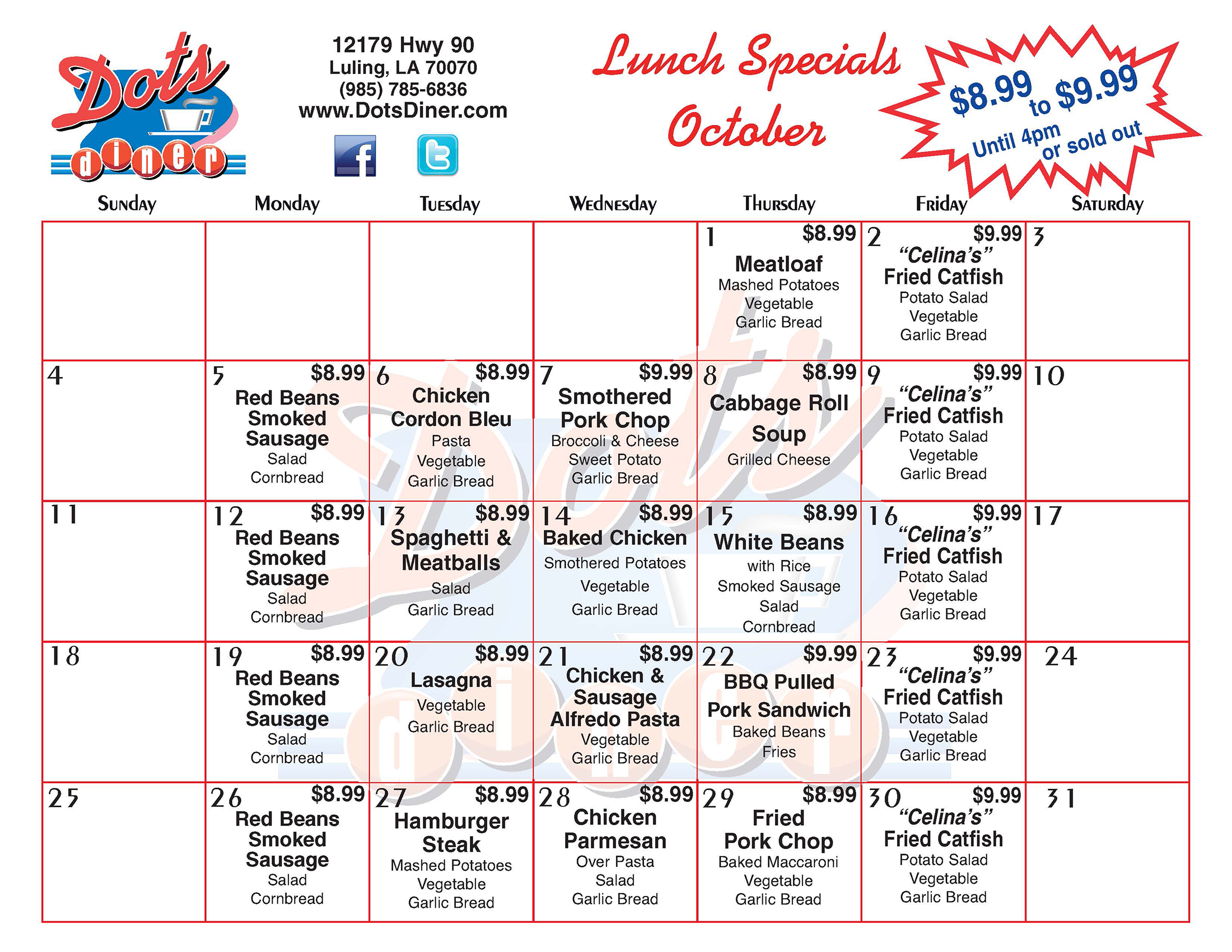 Dots Diner Daily Lunch Specials Dots Diner Daily Lunch Specials